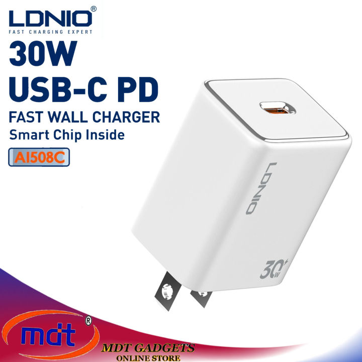 LDNIO A1508C PD 30W usb-c US plug fast wall Charger with Type-C to Type ...