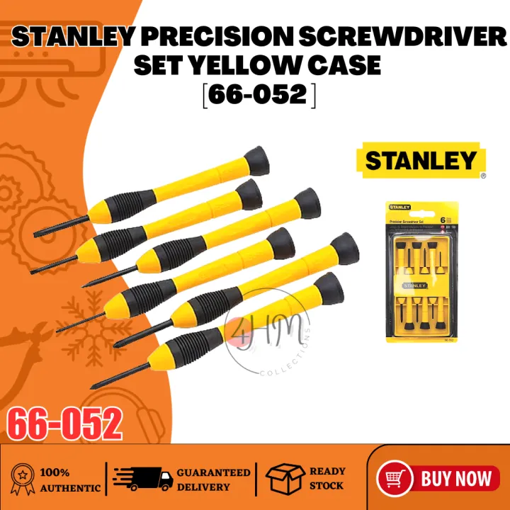 4HMC STANLEY ORIGINAL PRECISION SCREWDRIVER SET YELLOW CASE 66-052 ...