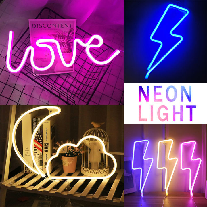 Battery Led Neon Night Light Decor Wall Lamp Party Bedroom Bar | Lazada PH