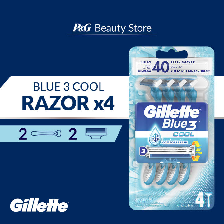Gillette Blue 3 Blue3 Ice Cool Disposable Razor 4 | Lazada PH