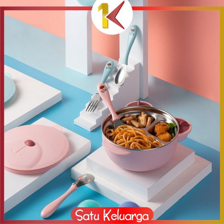SK-C353 Tempat Makan Anak Karakter Bear Lucu Set / Lunch Box Anak / Kotak Bekal Anak Stainless ...