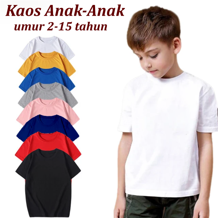 Kaos Anak umur 2-16 tahun Baju Kaos Atasan anak Tshirt POLOS Pakaian ... Kaos Anak umur 2-16 tahun Baju Kaos Atasan anak Tshirt POLOS Pakaian ...