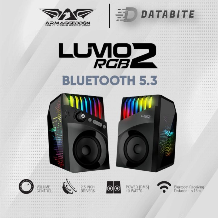 Armaggeddon Gaming Speaker Lumo 2 RGB Bluetooth Stereo 2.0 Speaker 5.3 ...