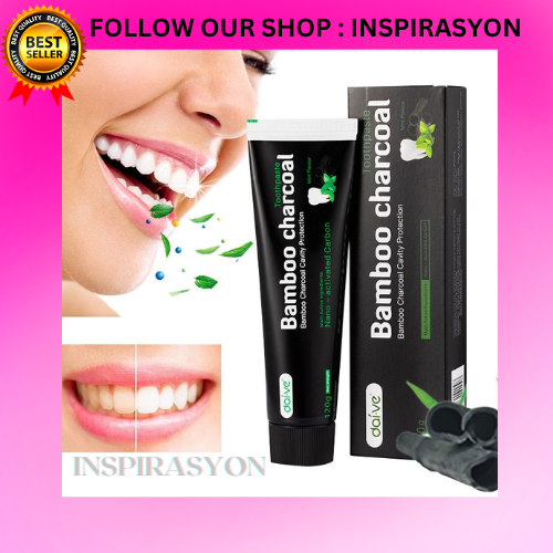 INSPIRASYON ORIGINAL Charcoal Teeth Whitening Black Toothpaste Whitener ...
