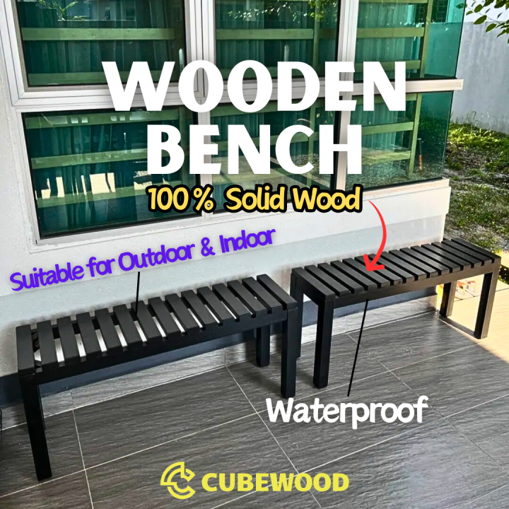 Wooden Bench Solid wood Bench Chair Waterproof Kerusi Panjang Kayu ...
