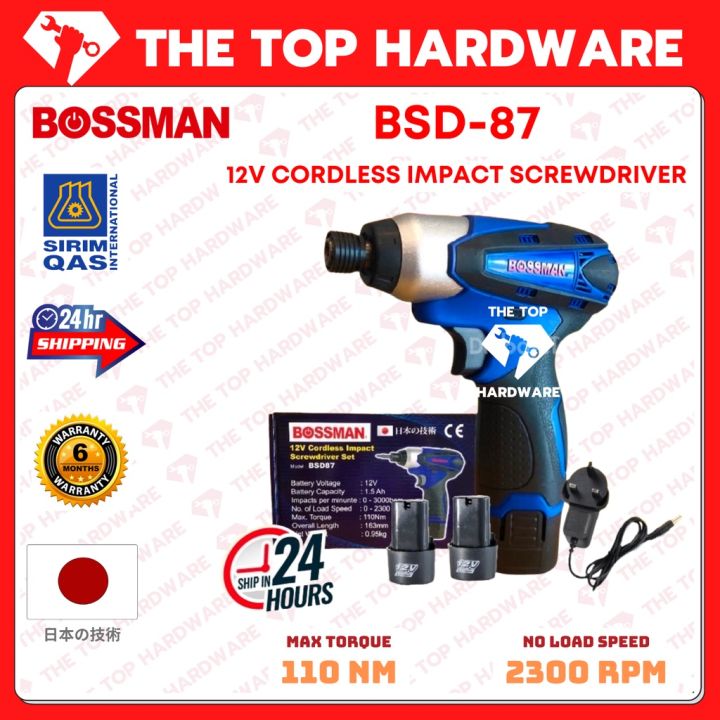 *THETOPHARDWARE* BOSSMAN BSD87 12V CORDLESS IMPACT SCREWDRIVER DRILL ...