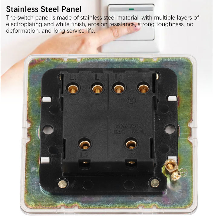 2 Gang 2 Way Toggle Switch Stainless Steel Panel Wall Toggle Switch ...