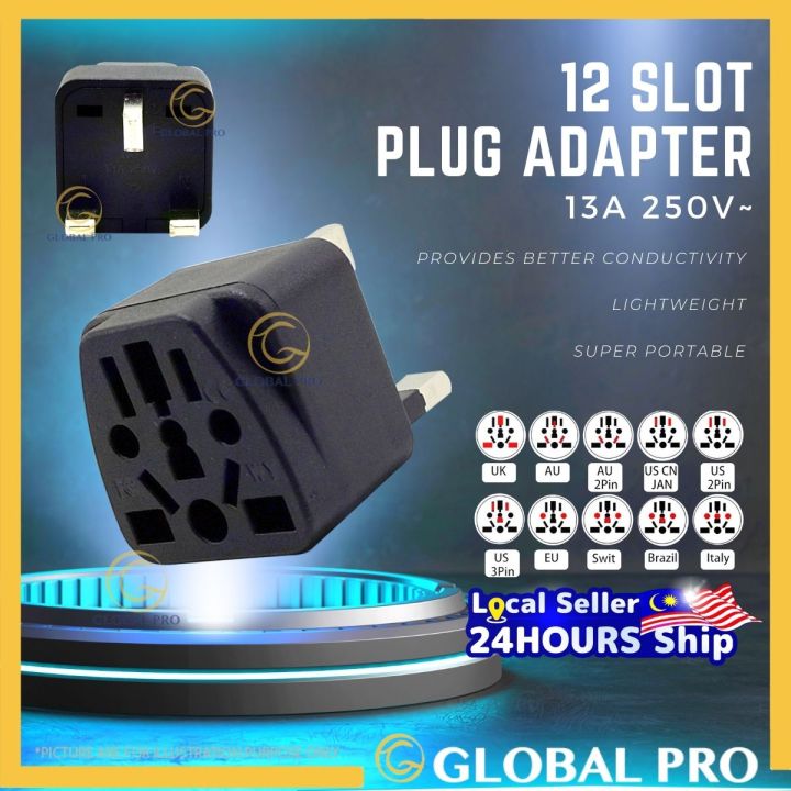 12 SLOTS 13A MULTI ADAPTOR Plug Power Adapter Universal 3 Pin Plug ...