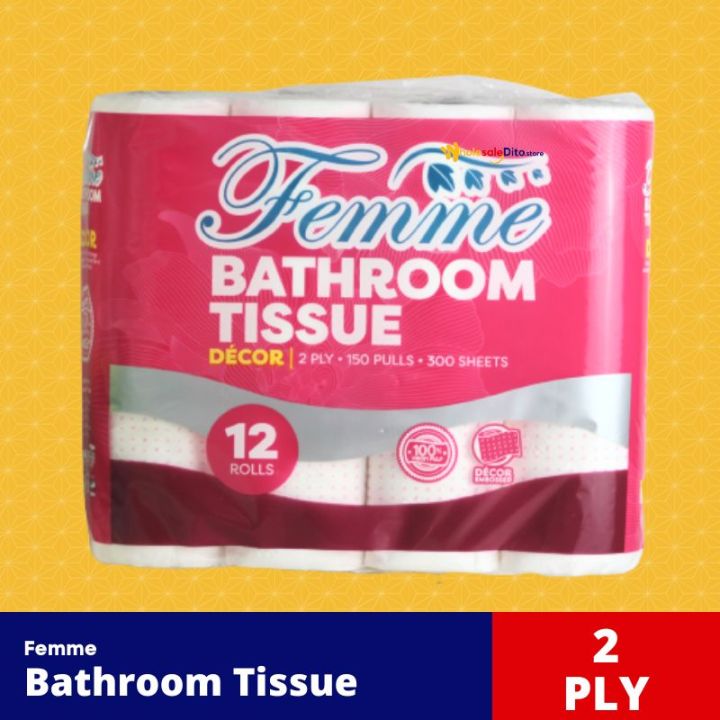 PACK OF 12 | 24 | 9 | 4 ROLLS - Femme Decor 2 Ply Bathroom Tissue ...