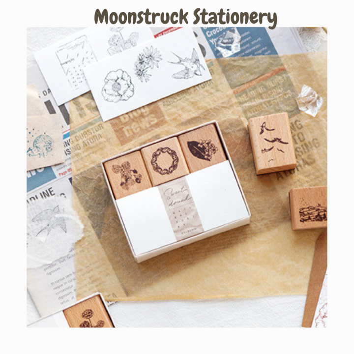MOONSTRUCK Stamp Chop Wooden Journal Diary School Office Deco ...