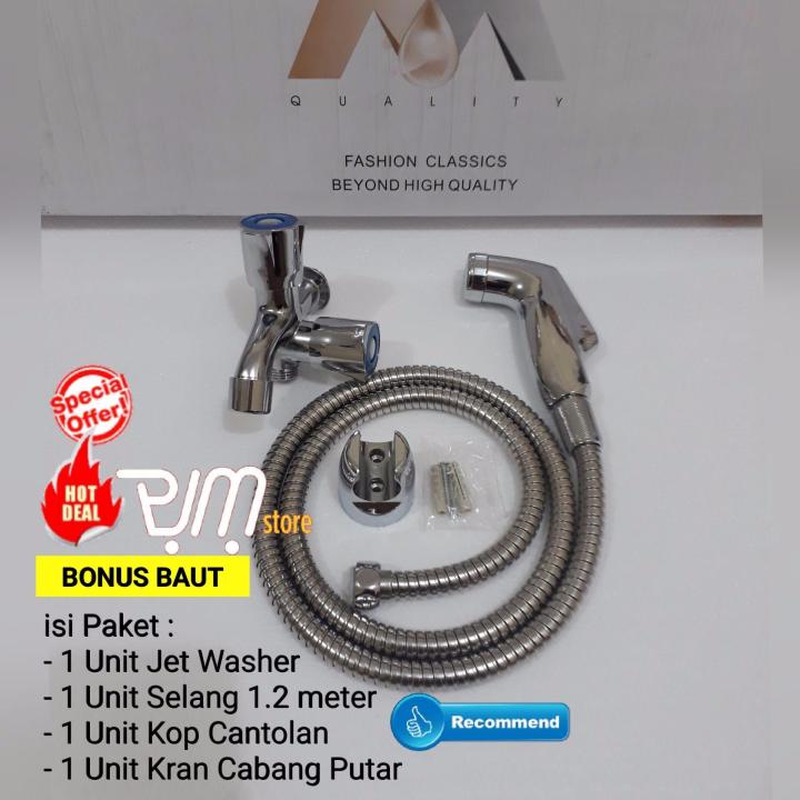 Paket Kran Shower Cabang Putar + Jet shower Toilet Kamar Mandi | Lazada ...
