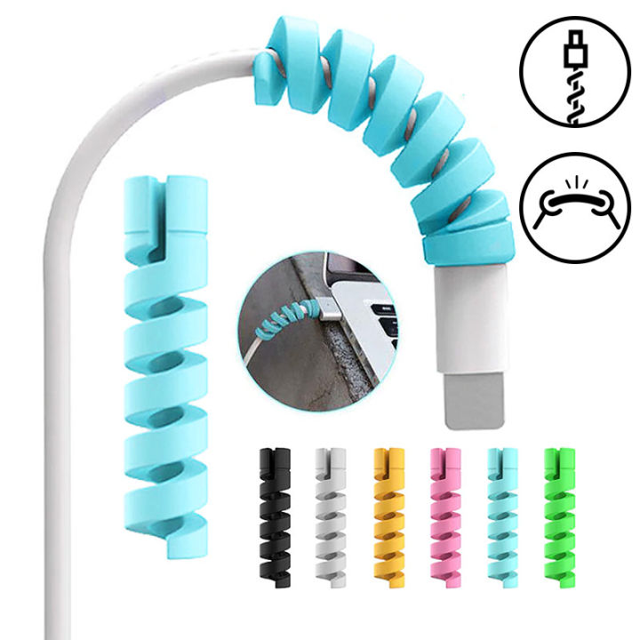 Spring Winder Anti Breakage Spiral Cable Cord Protector Silicone Data Line Protective USB ...