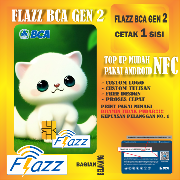 KARTU FLAZZ BCA GEN 2 CETAK 1 SISI CUSTOM GAMBAR 16 | Lazada Indonesia