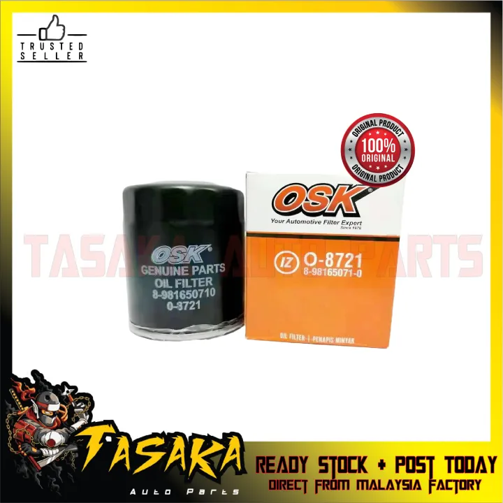 OSK OIL FILTER ISUZU DMAX 2.5 2013-2018 RT50 RT85 (O-8721)(8-98165071-0 ...