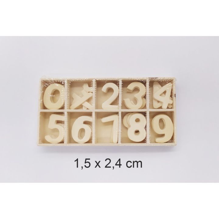 Wooden Letter Tulisan kayu Kecil Timbul Number Warna Natural Angka DIY ...
