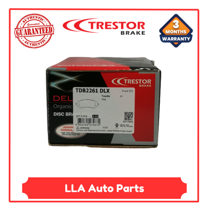 TRESTOR DELUXE Brake Pads - FRONT - TOYOTA Vios NCP150 (2013) - 3 MONTH ...
