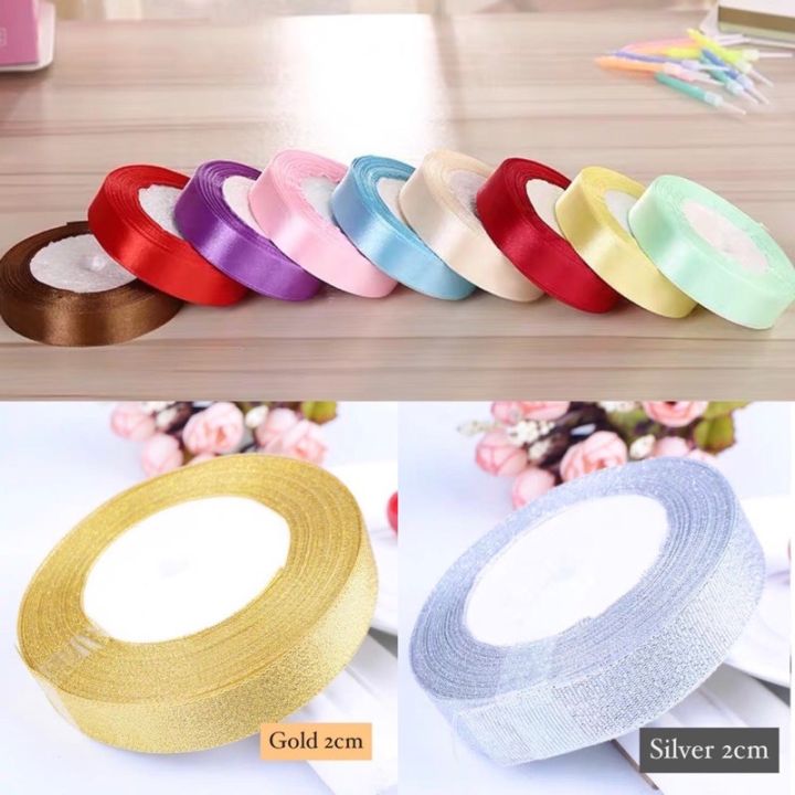 Colored Satin Ribbon / Glitter Ribbon 2cm 1cm High Quality Wrapping ...