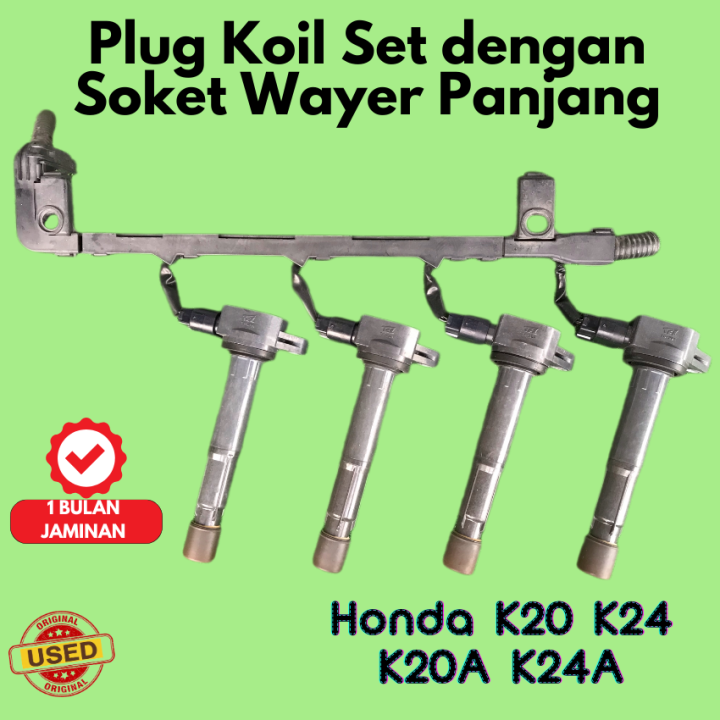 HONDA K20 K24 K20A K24A Ignition Plug Coil Set with Socket & Long Wire ...
