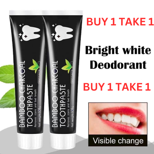 BUY 1 TAKE 1 Bamboo Charcoal Teeth Whitening Black Toothpaste Whitener ...