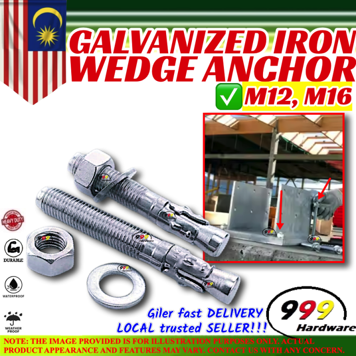 999 Galvanised Iron M12 M16 Wedge Anchor/ Threaded Expansion Anchor ...