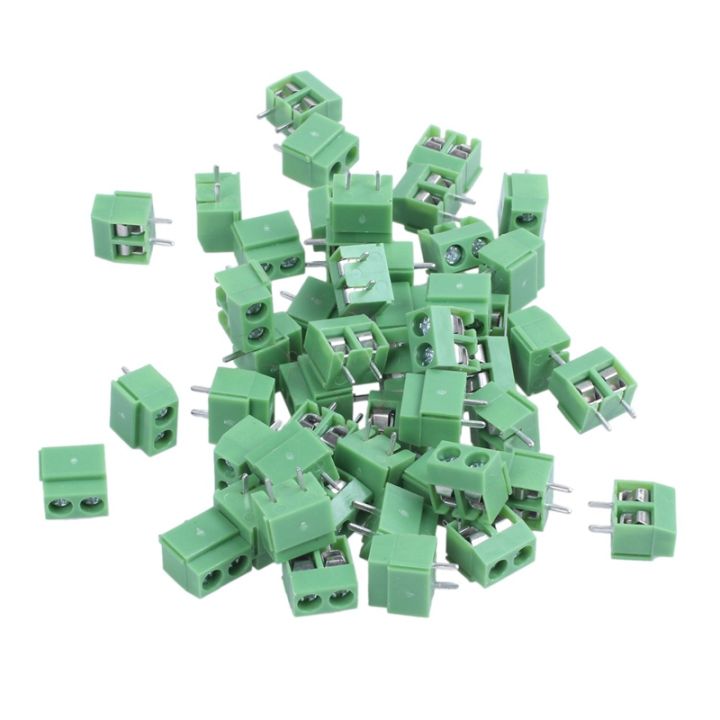 50 Pieces 2 Pin 5 mm Pinch PCB Mount Screw Terminal Block Connector ...