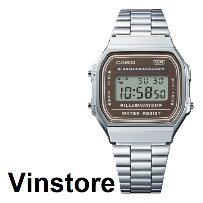 [Vinstore] Casio A168 Illuminator Brown Dial Digital Stainless Steel ...