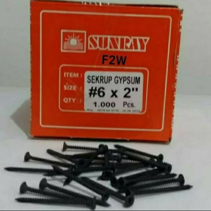 SEKRUP GYPSUM "SUNRAY" 6X2" WALL SCREW# 6X2" (100pcs) | Lazada Indonesia