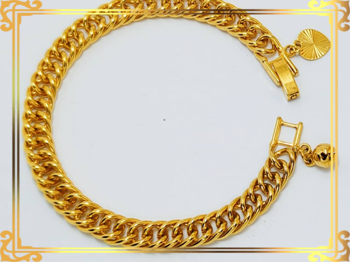 Bracelet(7mm) 24K Gold Plated (Rantai Tangan Emas Korea) | Lazada
