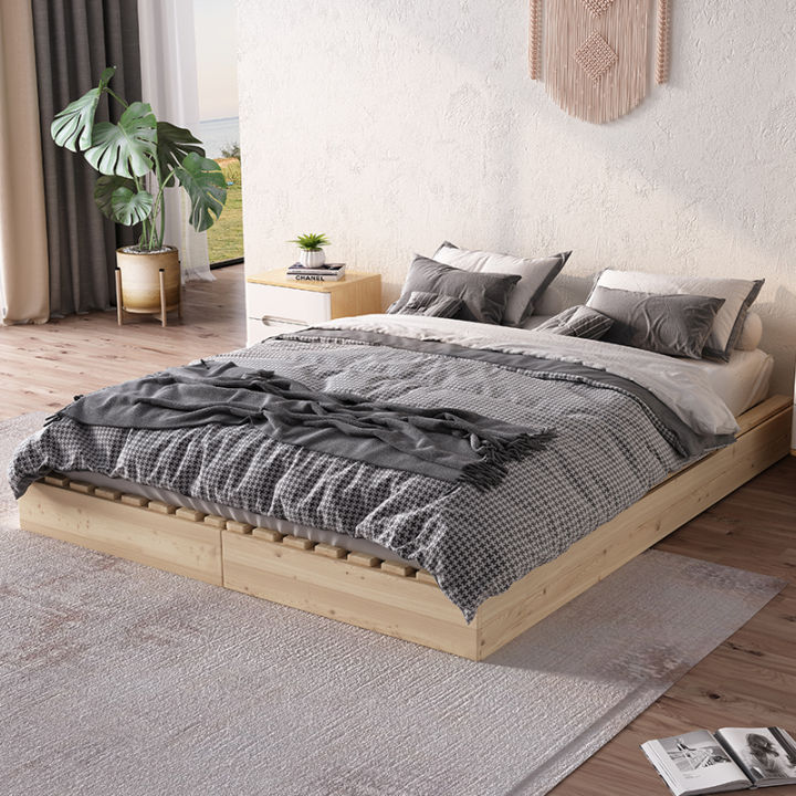 Low bed Japanese tatami bed is simple and modern, 1.5-meter solid wood ...