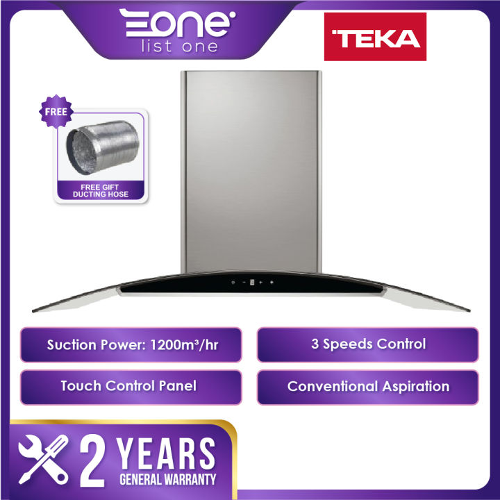 Teka Linea Decorative Glass Hood LDA-TC 1200m3/hr Cooker Hood Chimney ...