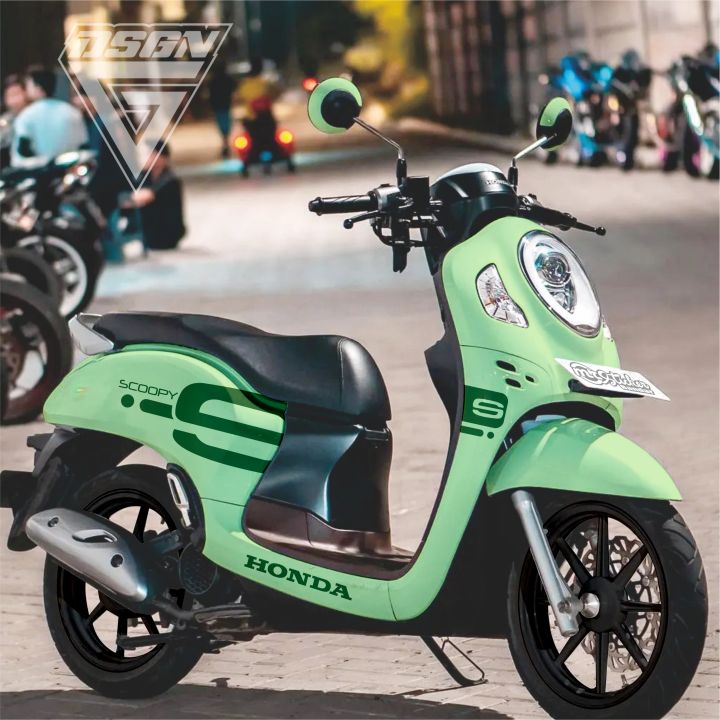Decal Scoopy Full Body stiker full body scoopy desain soft color green ...