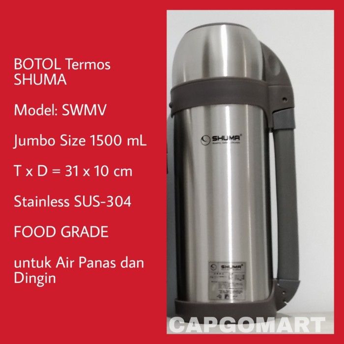 SHUMA 1500/1200 Termos Air Panas Jumbo Botol Thermos Stainless Steel ...