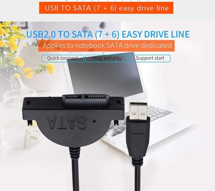 USB to Slimline Slim SATA II Laptop CD DVD Drive Adapter Cable | Lazada ...