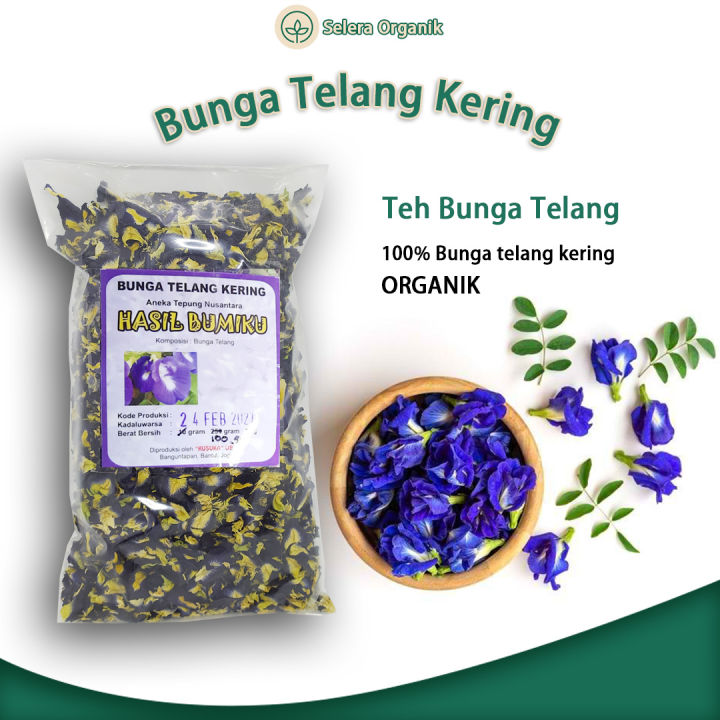 Teh Bunga Telang Kering Organik 1kg, 500gr, dan 250gr | Selera Organik ...