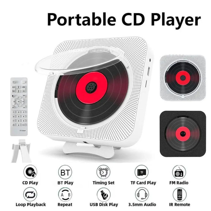 Portable CD Player Bluetooth Speaker Stereo Music Player LED Screen ...