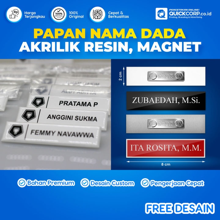 Papan Nama Dada Magnet, Papan Nama Baju Dinas, Papan Nama Akrilik, Name ...