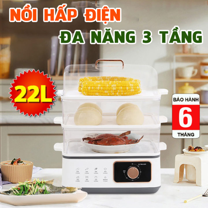 Nồi hấp điện đa năng - Nồi hấp đồ ăn 3 tầng - Chưng yến, hấp gà 2,5kg ...