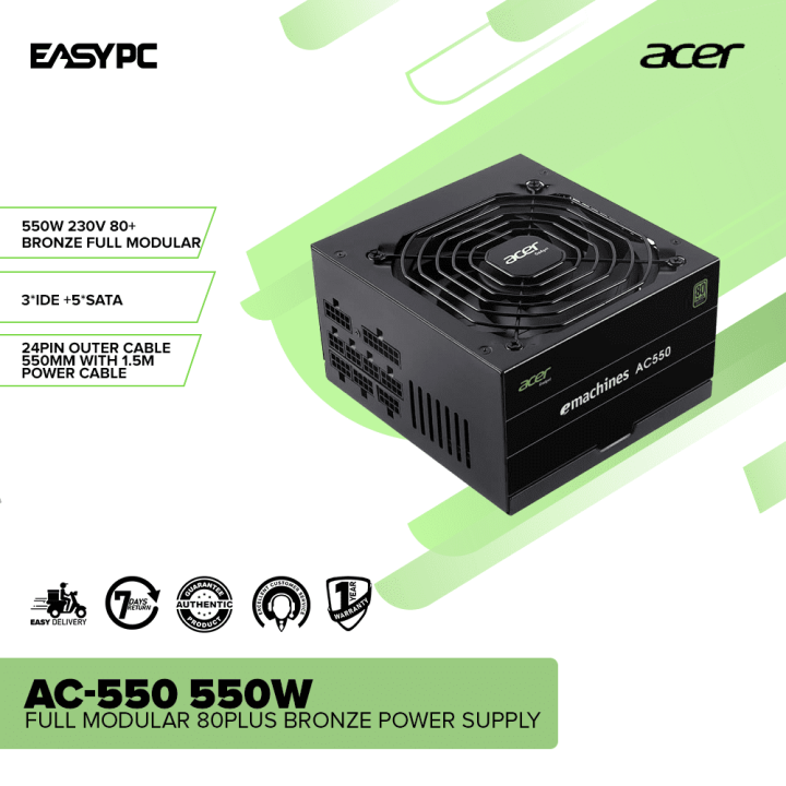 EasyPC | Acer AC-550 550w / 650w/ 750w Full Modular 80plus Bronze and ...