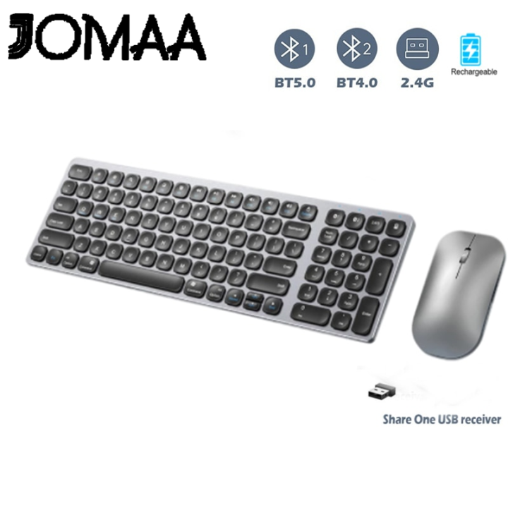 Jomaa Wireless Bluetooth Keyboard And Mouse Suit Rechargeable Multi Device 2 4g Wireless