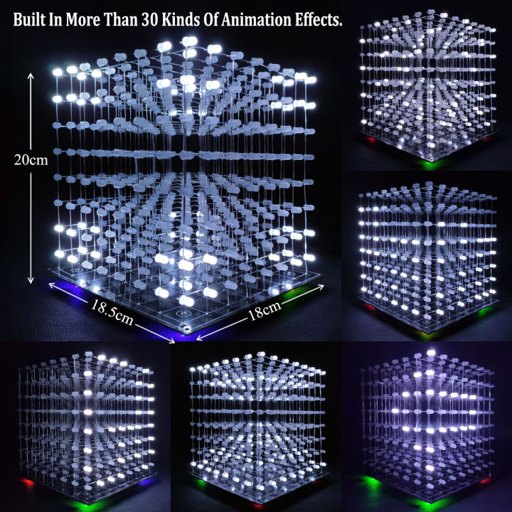 ICubeSmart 8X8X8 3D Led Cube Diy ชุดอิเล็กทรอนิกส์วัยรุ่นการเรียนรู้การ ...