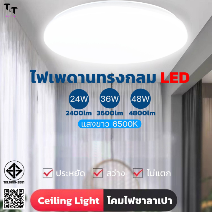 โคมไฟติดเพดาน LED กลม 24วัตต์ 36วัตต์ 48วัตต์ โคมไฟติดเพดานทรงกลม LED ...