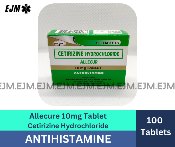 ALLECUR Cetirizine hydrochloride 10mg Tablet- 100 tablets | Lazada PH