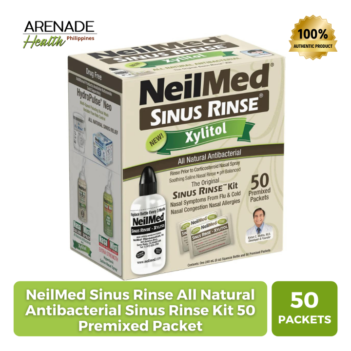NeilMed Sinus Rinse All Natural Antibacterial Sinus Rinse Kit 50 ...