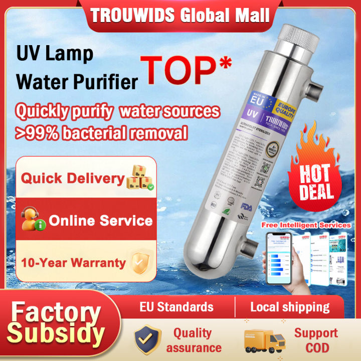TROUWIDS Stainless Steel UV Water Ultraviolet Purifier Water Filter Set ...