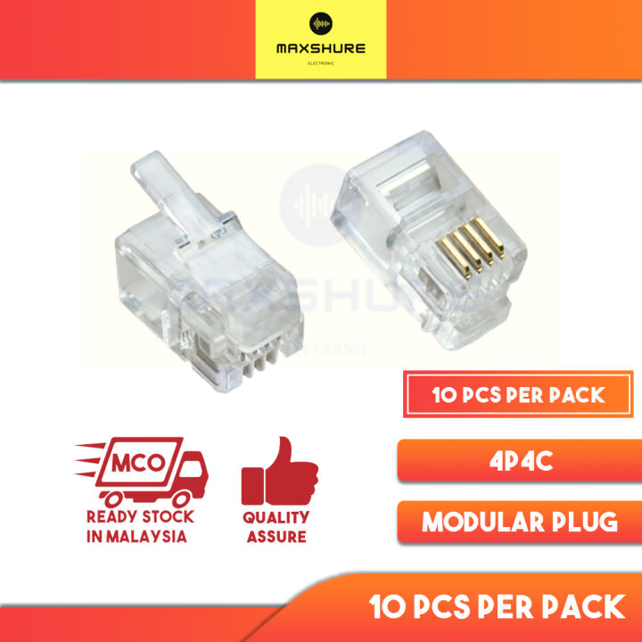 [MaxShure] 10PCS High Quality RJ9 4P4C Plug Crystal Head Modular Plug ...