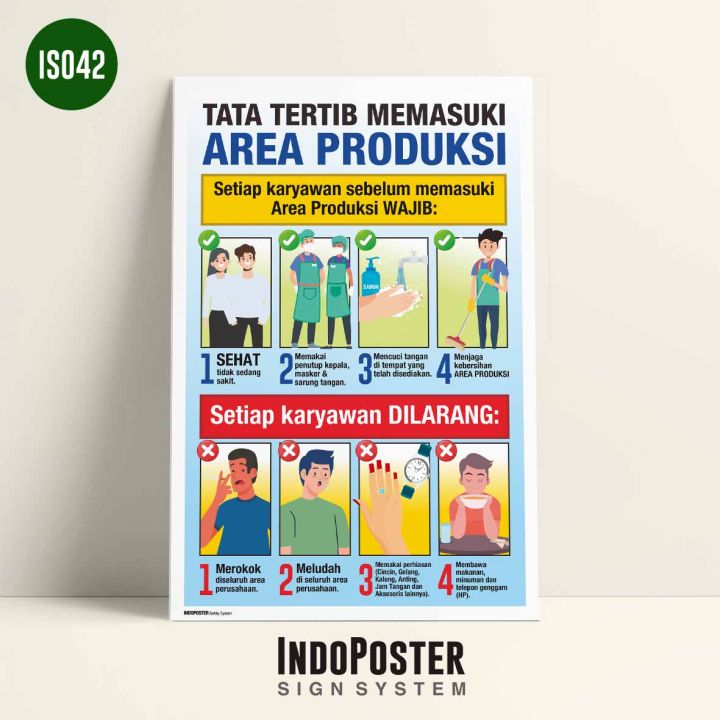 Poster K3 Safety Tata Tertib di Ruang Produksi Higienis Tanpa Frame ...