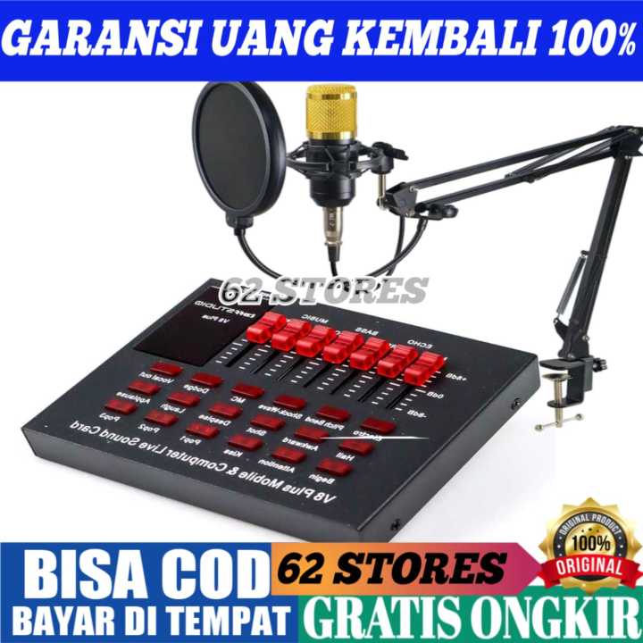 COD Soundcard V8 Plus Paket Lengkap Mic Condenser Original Tinggal Pakai TaffSTUDIO Bluetooth ...