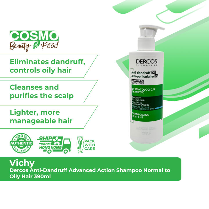 Vichy Dercos Anti-Dandruff Advanced Action Shampoo Normal to Oily Hair ...