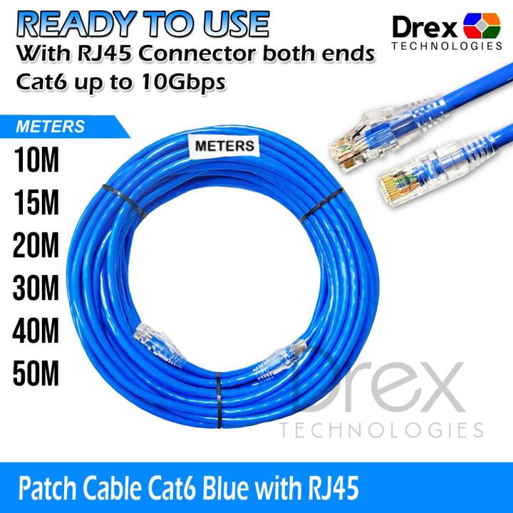 10M 15M 20M 30M 40M 50M Gigabit Cat6 Cat6E UTP Lan Cable Patch Cord ...