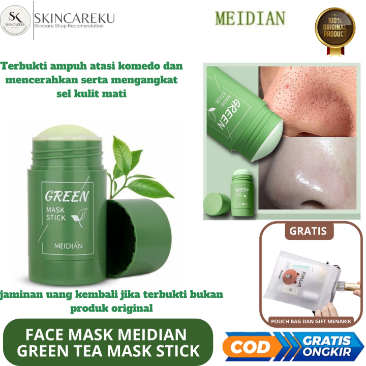 ORIGINAL Meidian Green tea mask/masker wajah ekstrak green tea ampuh untuk mencerahkan dan ...